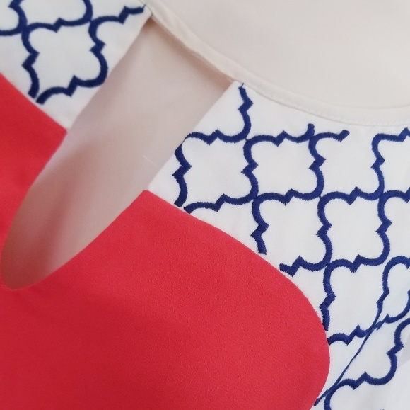 THML | Dresses | Thml Xs Blue Embroidered Red Shape Shift Dress | Poshmark